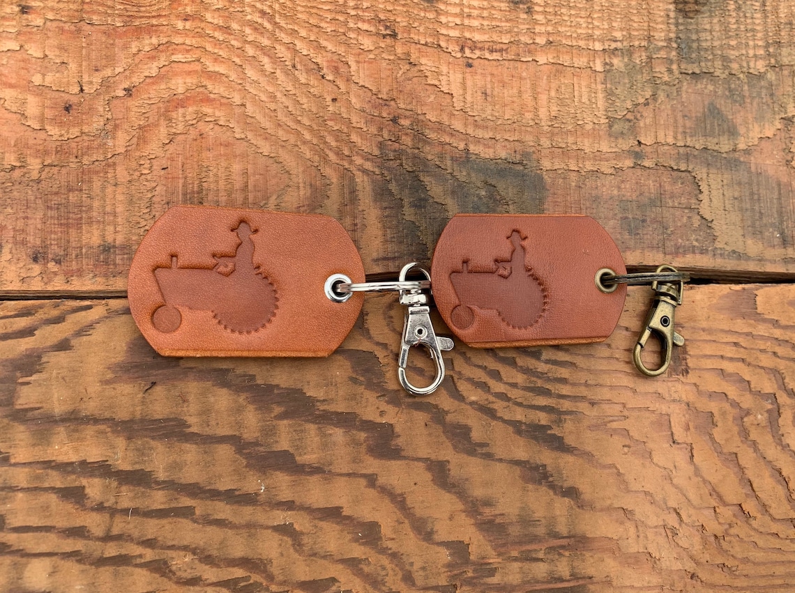 Farmer Keyfob Tractor Key Ring Farm Keychain Leather Key - Etsy