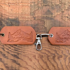 Nature Keyfob, Mountain Key Ring, Forest Keychain, Leather Key Chain ...