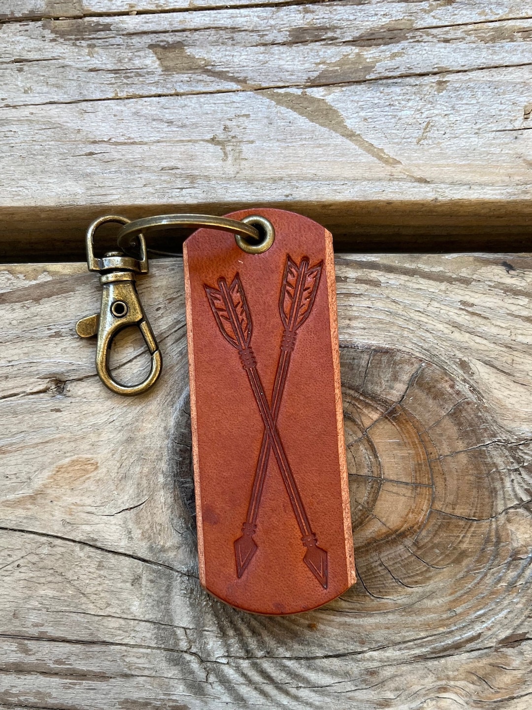 Embossed Leather Arrow Key Fob: Handmade Full Grain Keychain - Etsy