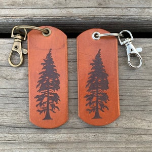Evergreen Key Ring Tree Keychain Leather Key Chain PNW Key - Etsy