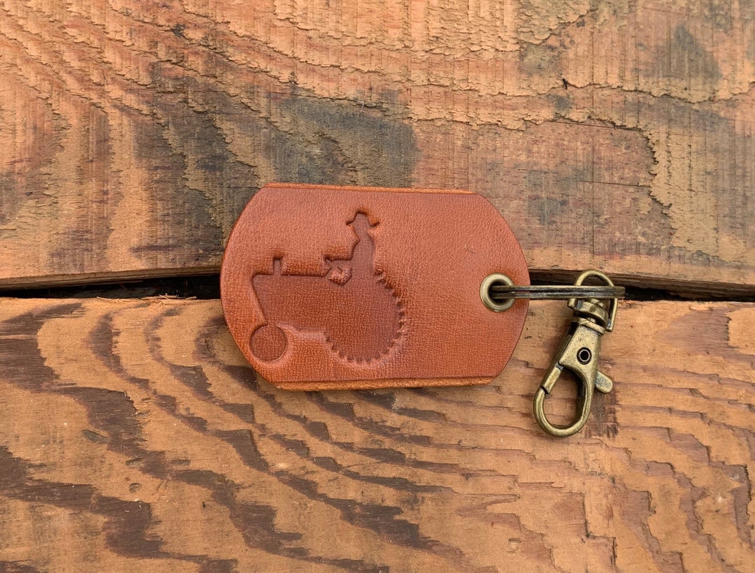 Farmer Keyfob, Tractor Key Ring, Farm Keychain, Leather Key Chain ...