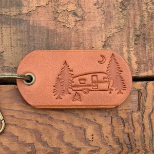Travel Trailer Keyfob, Camping Key Ring, Camp Keychain, Leather Key ...