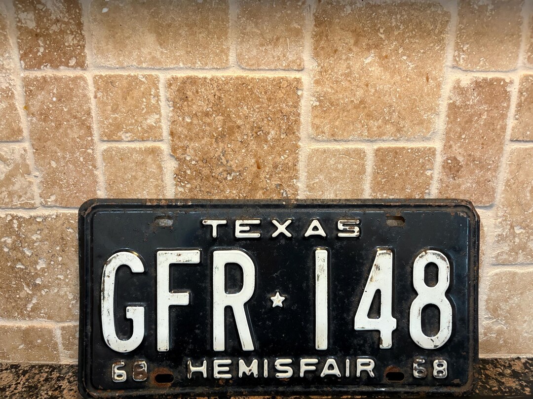 Vintage 1968 Texas License Plate Hemisfair - Etsy
