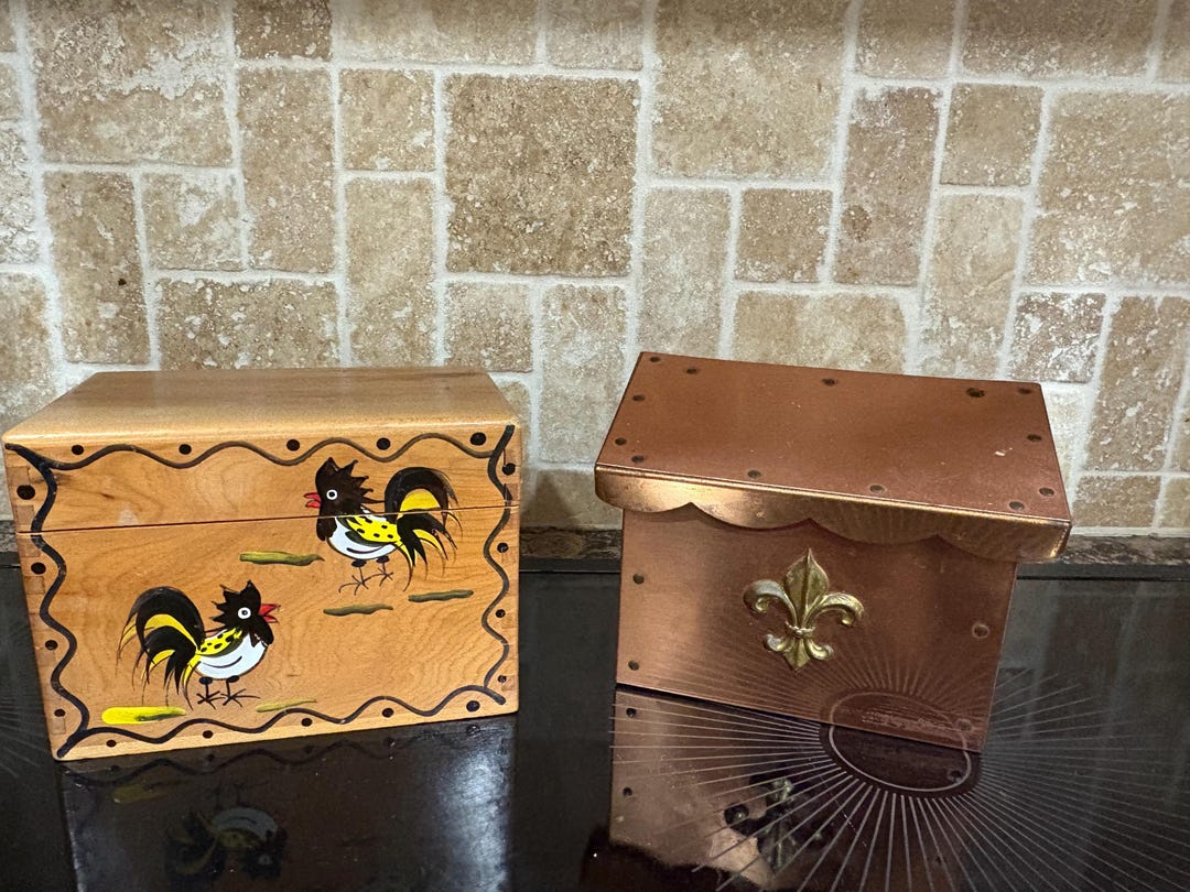 2 Recipe Boxes - Wood and Copper - Made in Japan - Great for Teas - Etsy