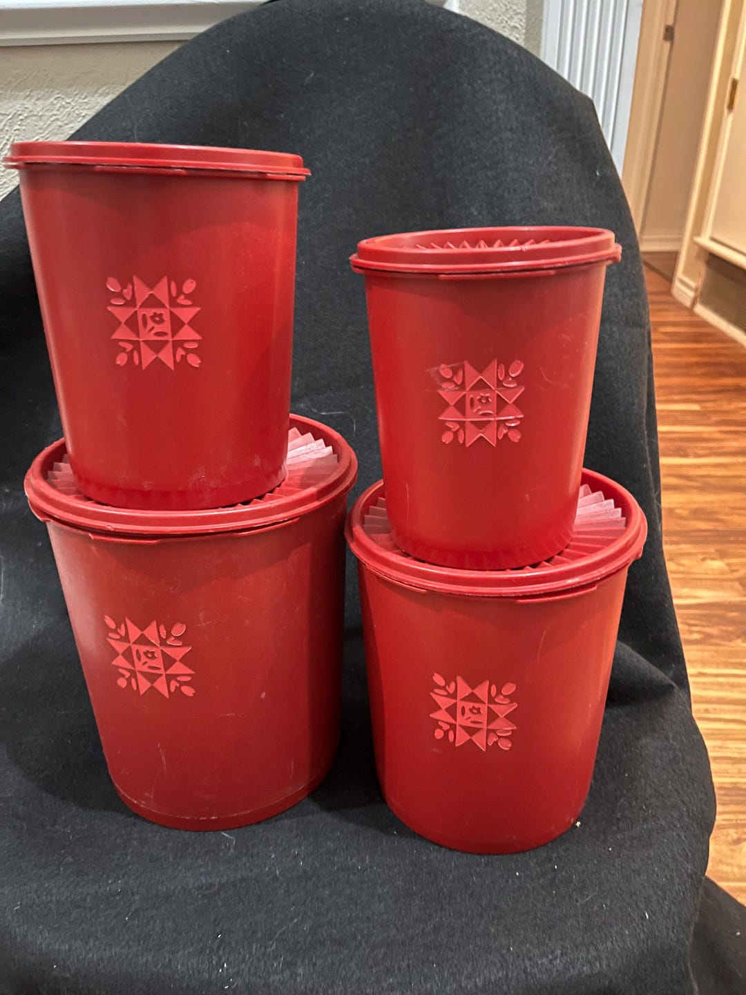 Red Servalier Tupperware Canister Set Set of 4 Canisters W/lids - Etsy