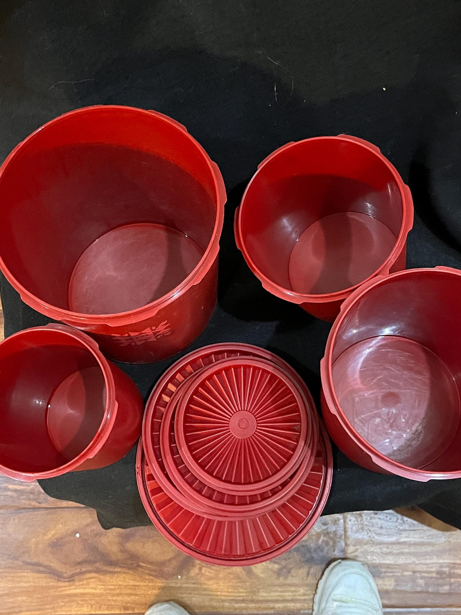 Red Servalier Tupperware Canister Set Set of 4 Canisters W/lids - Etsy