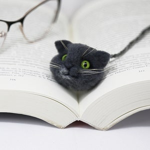 Cat Needle Felted Bookmark. Grey Cat Unusual Ecofriendly Gift | Etsy