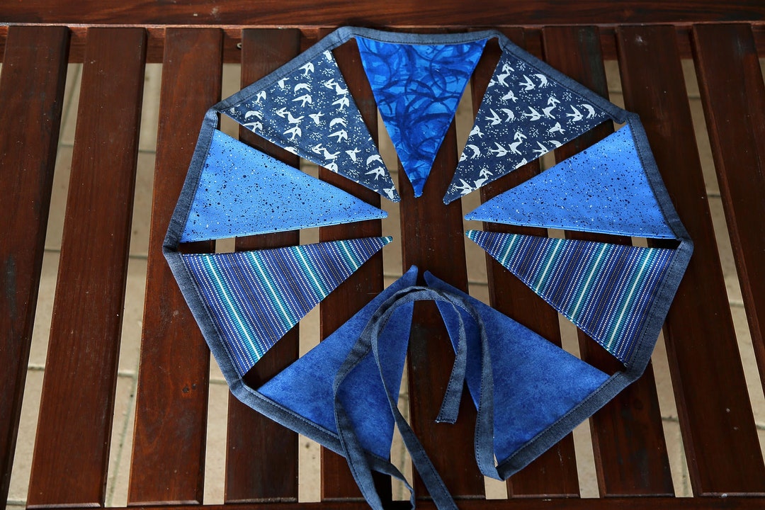 Blue Fabric Garland birds. 9 Flags Garland. 9 - Etsy