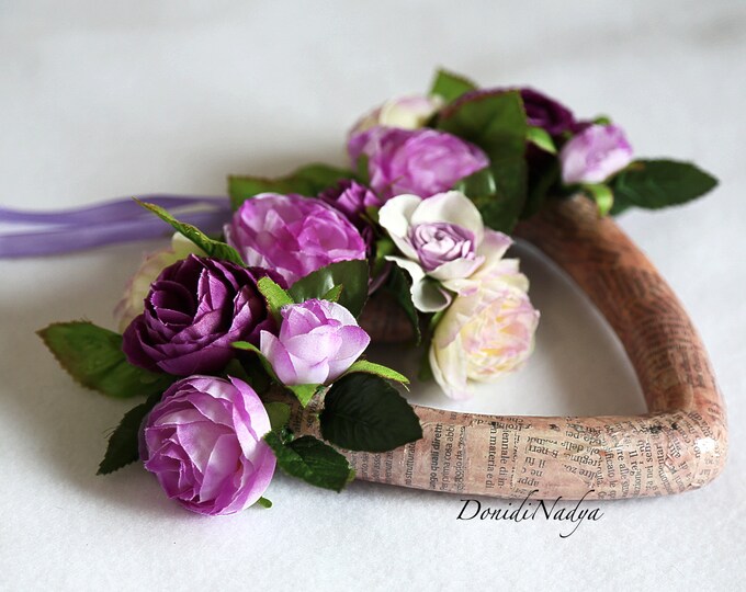 Violet Floral Wreath. Shabby Chic Decor. Spring Summer Hanging - Etsy