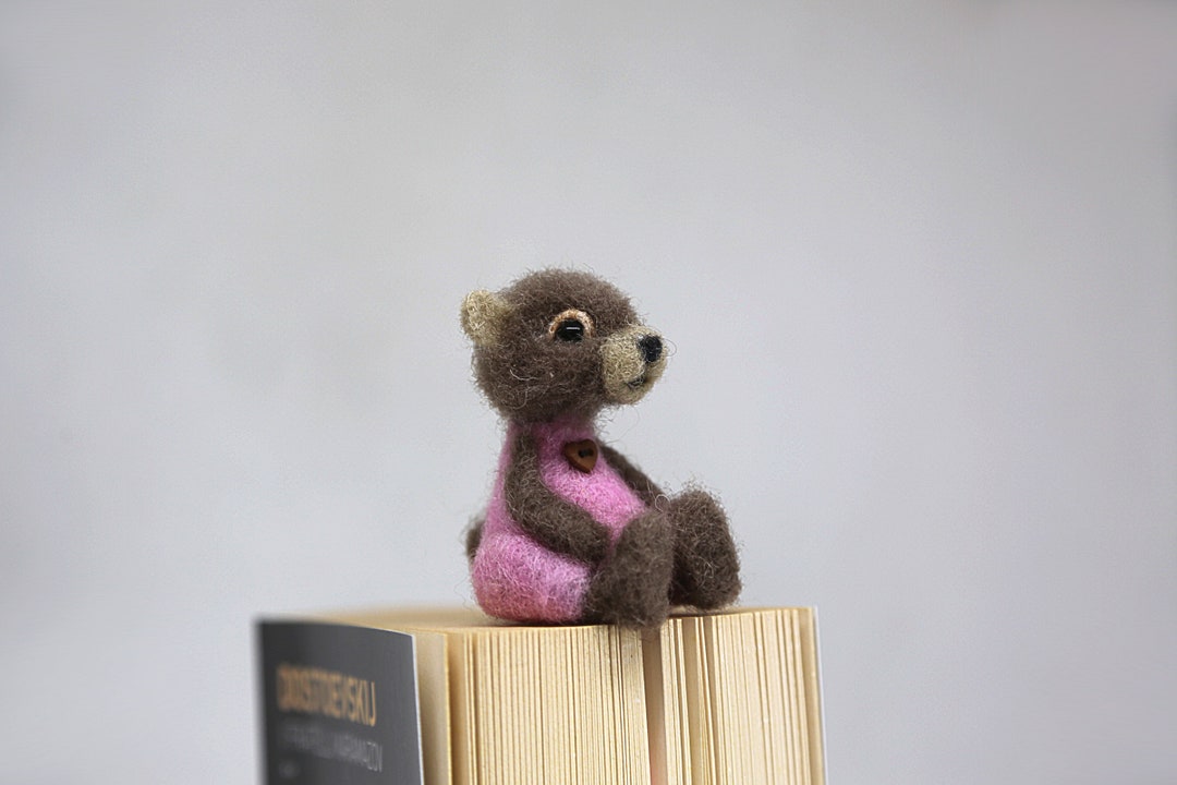 Needle Felted Bookmark Bear-2 Housewarming Gift. Gift for Him. Gift for ...