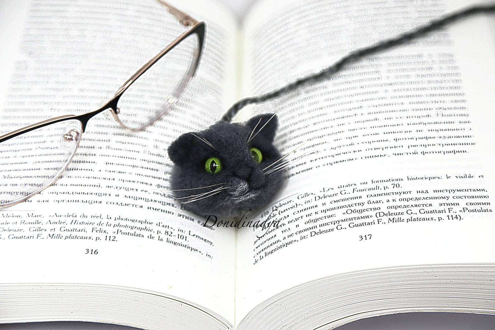 Cat Needle Felted Bookmark. Grey Cat Unusual Ecofriendly Gift | Etsy