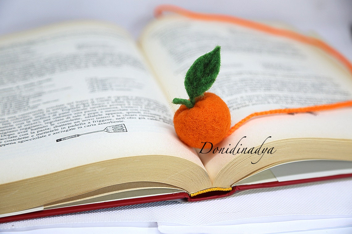 Tangerin Mandarine Orange Bookmark. Needle Felted Fruit. Gift - Etsy