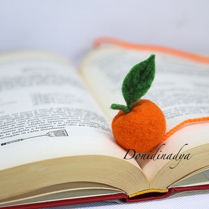 Tangerin Mandarine Orange Bookmark. Needle Felted Fruit. Gift, Home ...
