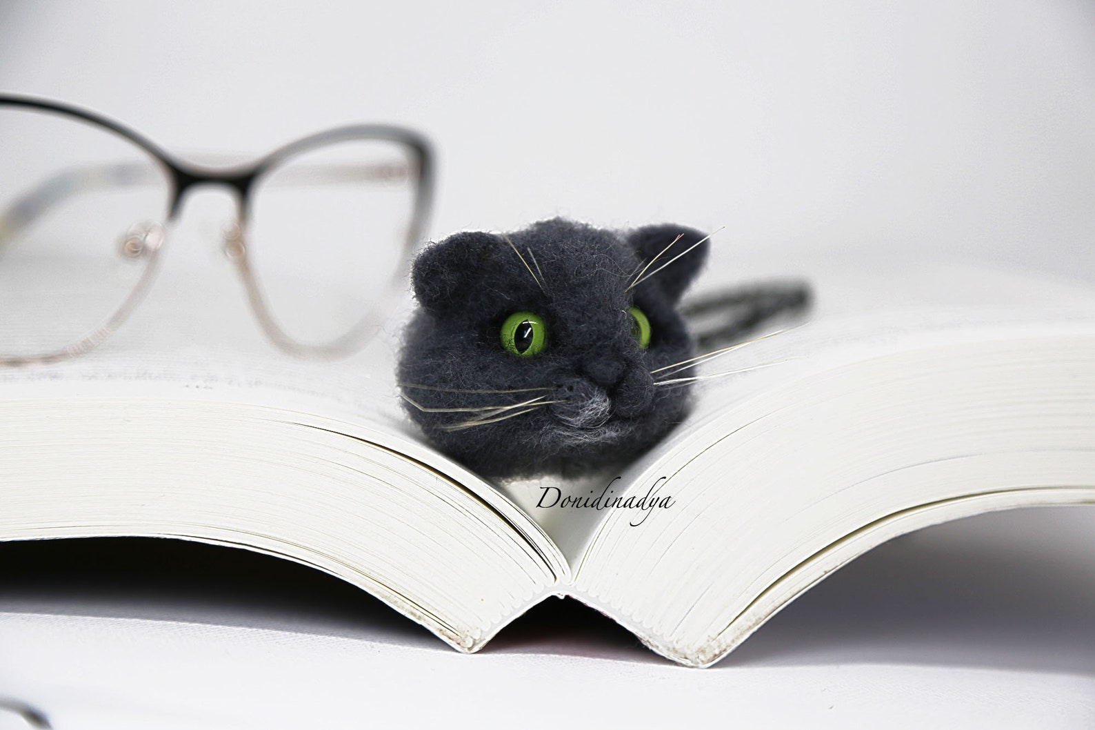 Cat Needle Felted Bookmark. Grey Cat Unusual Ecofriendly Gift | Etsy
