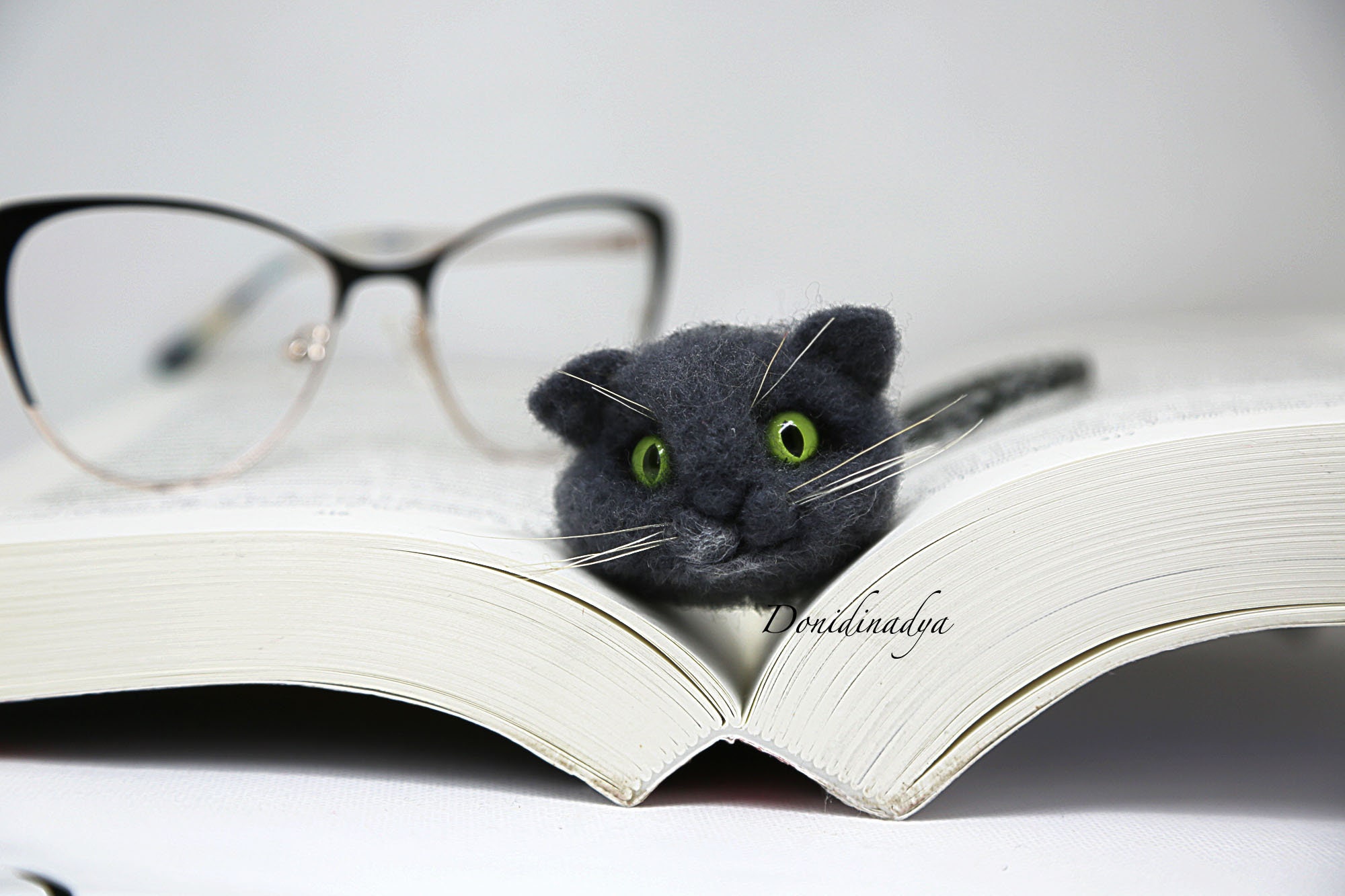 Cat Needle Felted Bookmark. Grey Cat Unusual Ecofriendly Gift | Etsy