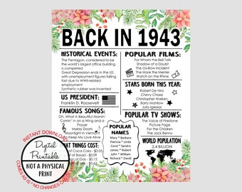 1943 facts | Etsy