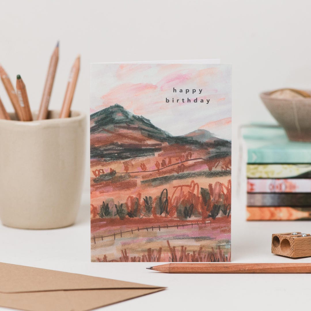 Autumn Mountain Birthday Card - Nature Birthday Card - Landscape Art ...