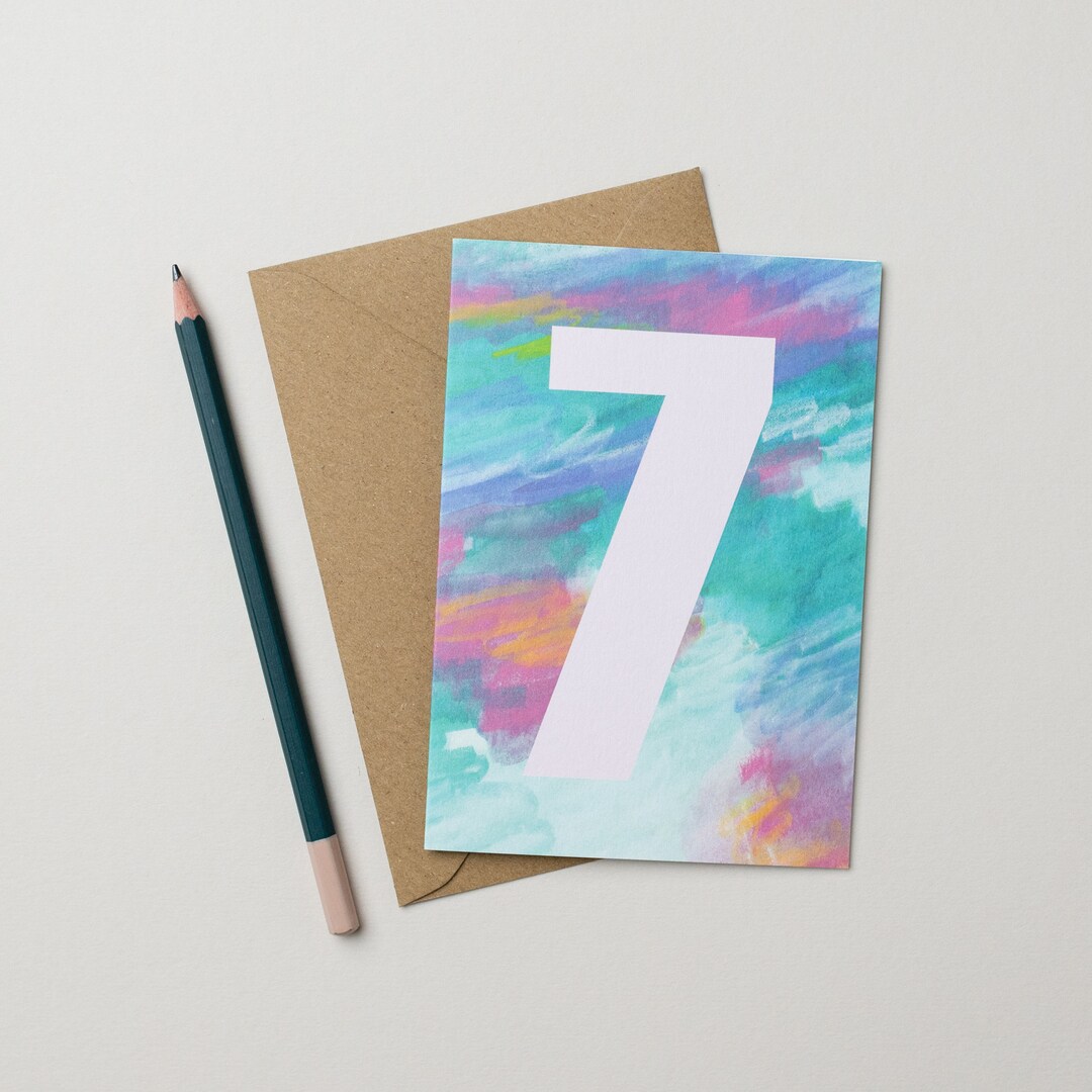 7th Birthday Card - Pastel Arty Textures - Etsy