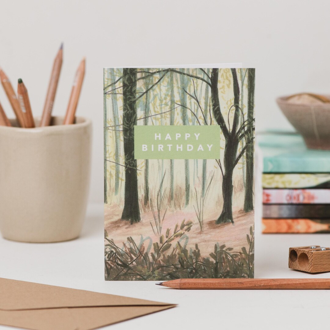 Spring Woodland Birthday Card - Nature Birthday Card - Forest Landscape ...