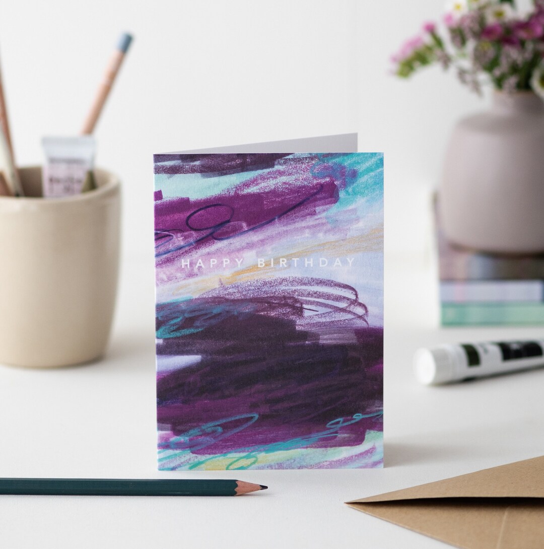 Birthday Card / Arty Birthday Card / Abstract Birthday Card / Colourful ...