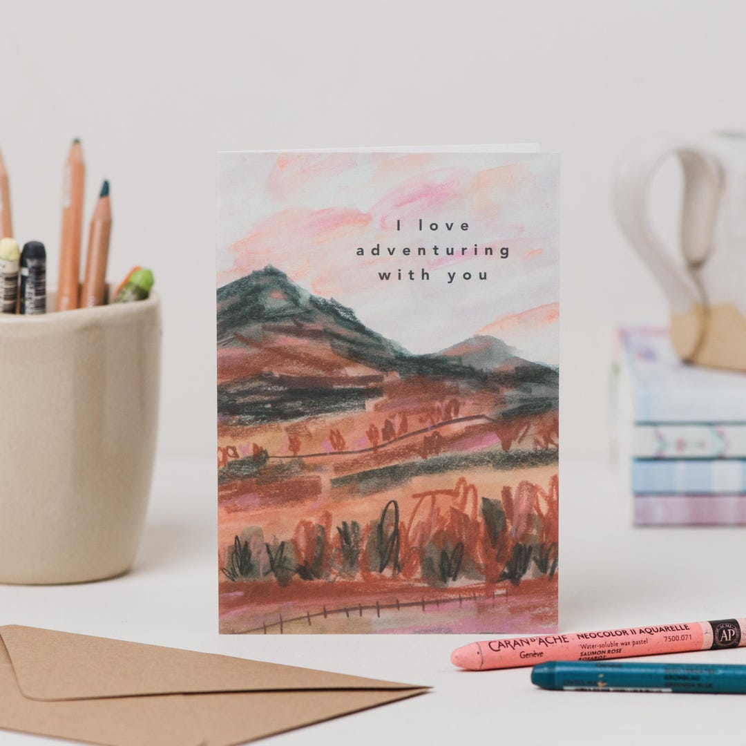 I Love Adventuring With You Mountain Card / Valentine's Card ...