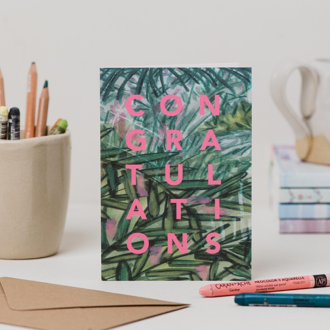 Botanical Congratulations Card - Plant Lover Celebration Card ...