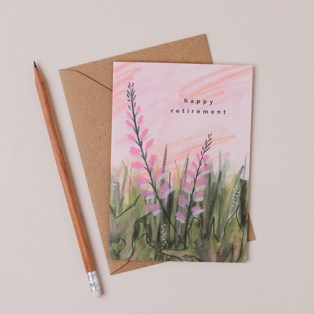 Pink Flowers Retirement Card - Happy Retirement Card - Etsy