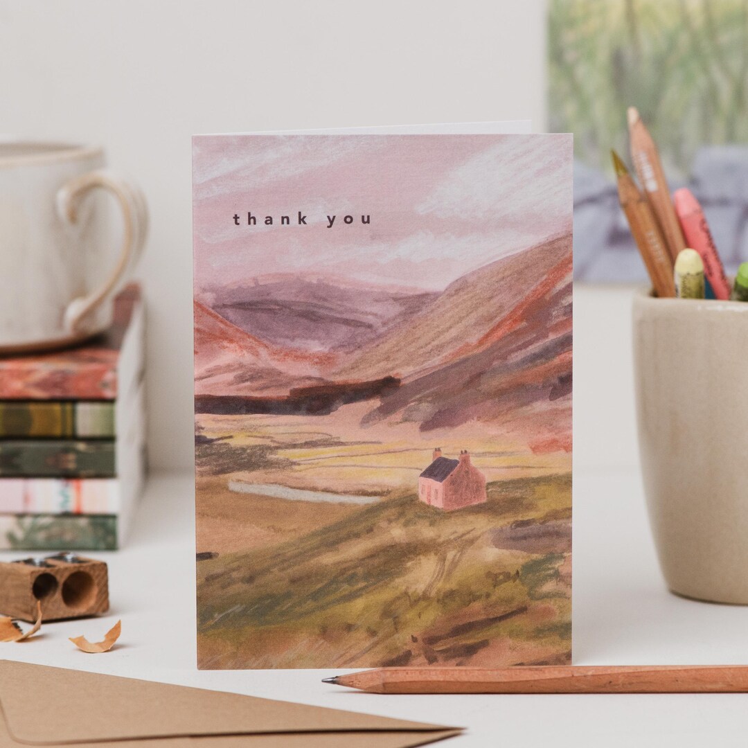 Scottish Mountains Thank You Card - Braemar Bothy, Scotland ...