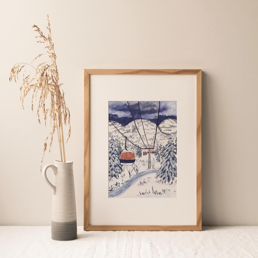 Alpine Cable Car - Landscape Art Print - Winter French Alps, Samoëns ...
