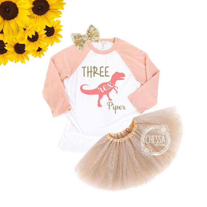 Girls 3 Rex Dinosaur Birthday Shirt Three Rex 3rd, 4th, 5th, 3 Year Old ...