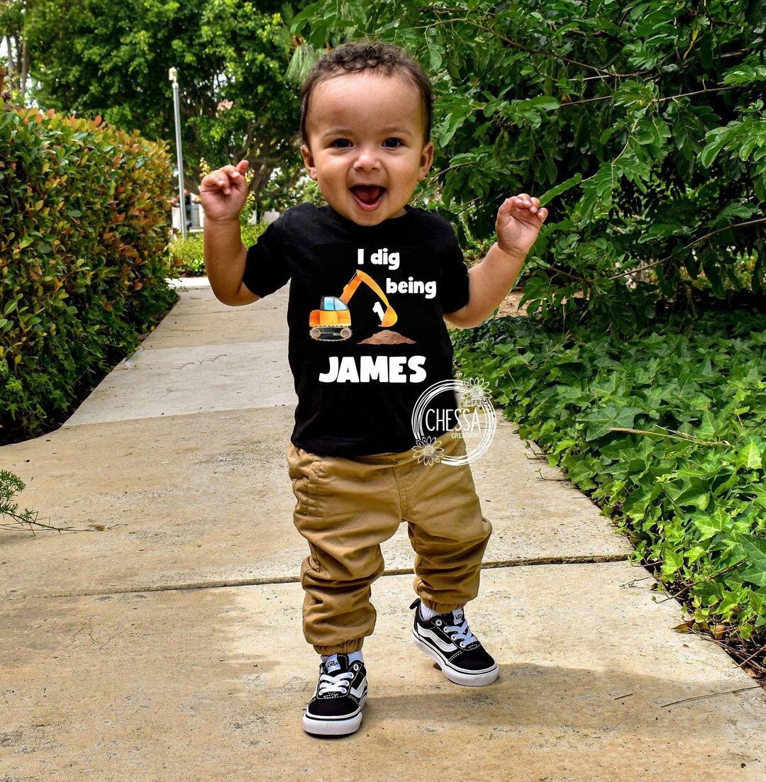 Construction 1st Birthday Boy Shirt ANY AGE! I Dig Being 3, 1st, 2nd ...