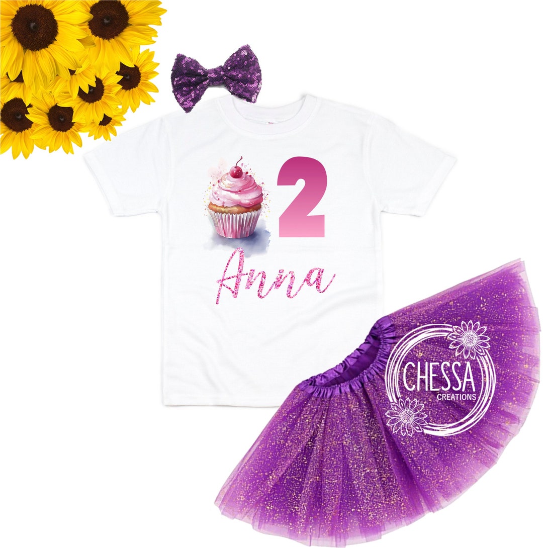 Cupcake Girls Birthday Outfit, Custom Girl Party Shirt for Cake Smash ...
