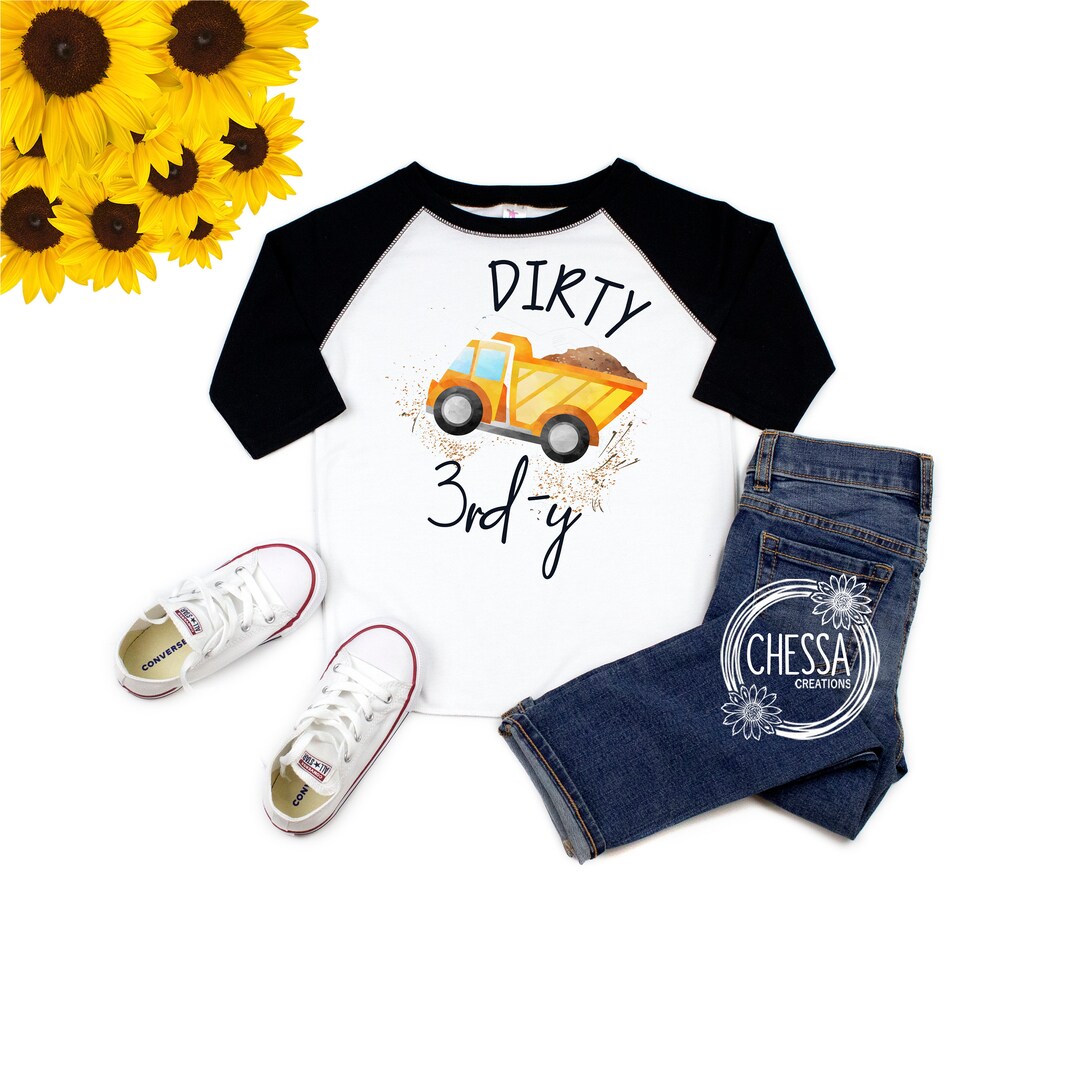Birthday Boy Outfit 3, Dirty 3rd-y Construction Dump Truck 3rd Birthday Party Shirt for Cake ...
