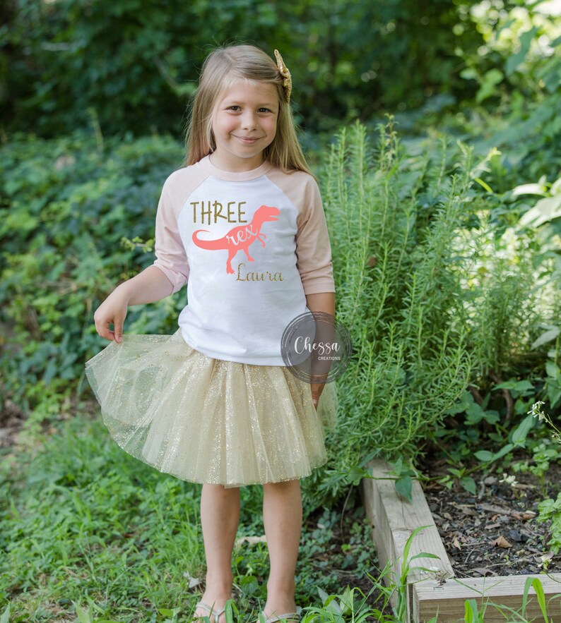 Girls 3 Rex Dinosaur Birthday Shirt Three Rex 3rd, 4th, 5th, 3 Year Old ...