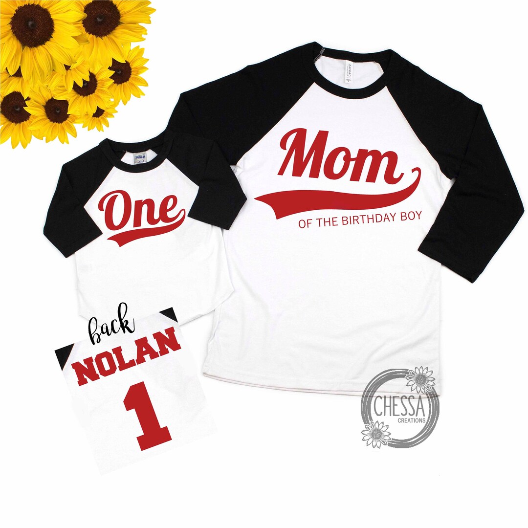 Baseball 1st Birthday Boy Outfit Family Mom, Dad Raglan 3/4 Sleeve for ...
