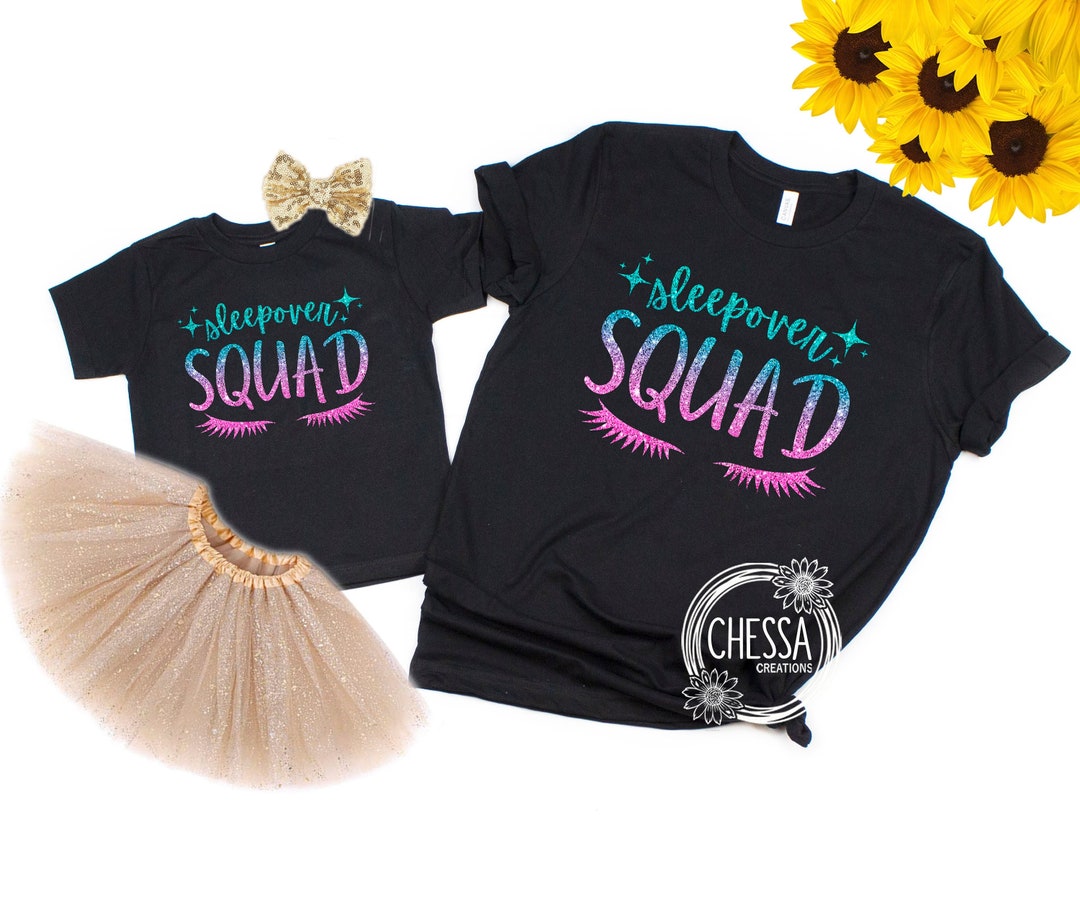 Sleepover Squad Birthday Girl Outfit Girls Shirt, Slumber Party Long or ...