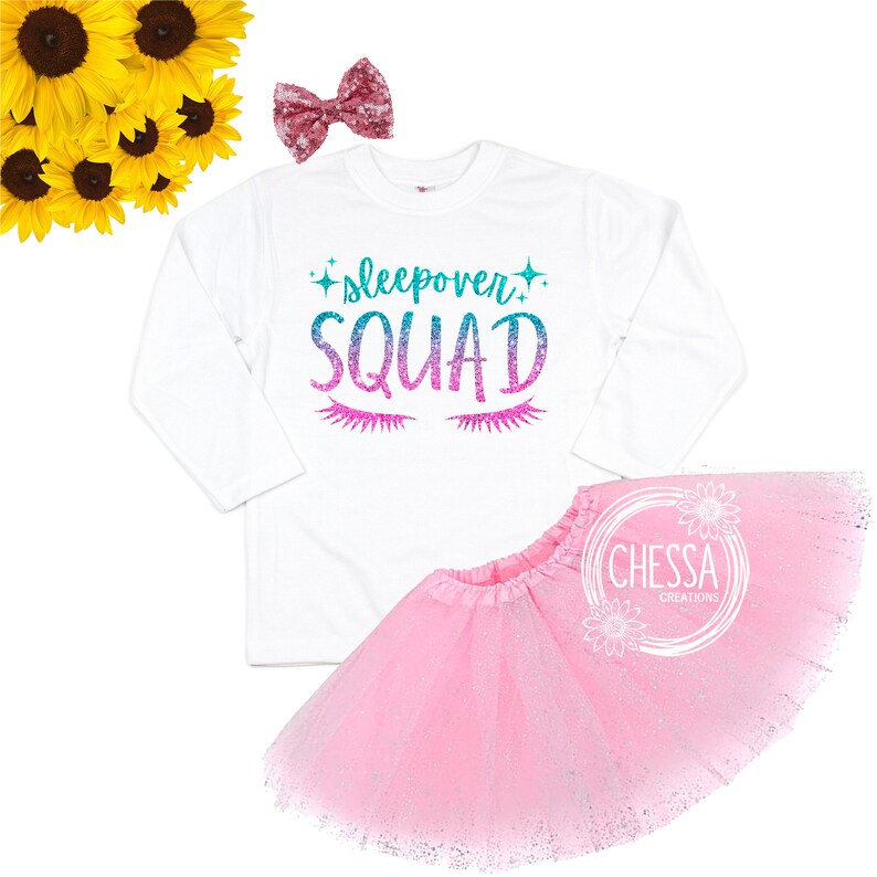Sleepover Squad Birthday Girl Outfit Girls Shirt, Slumber Party Long or ...