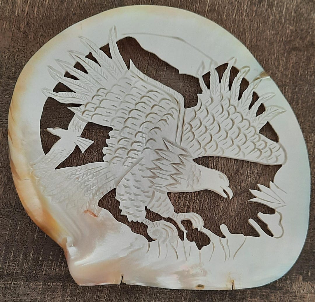 Seashell: Eagle Engraved on a Pearl Oyster - Etsy