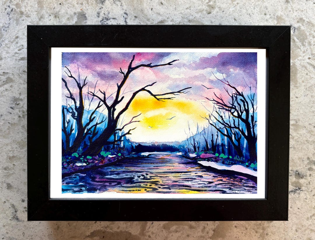 Art Print of Sundown Over a River, Multiple Paint Sizes Available. - Etsy