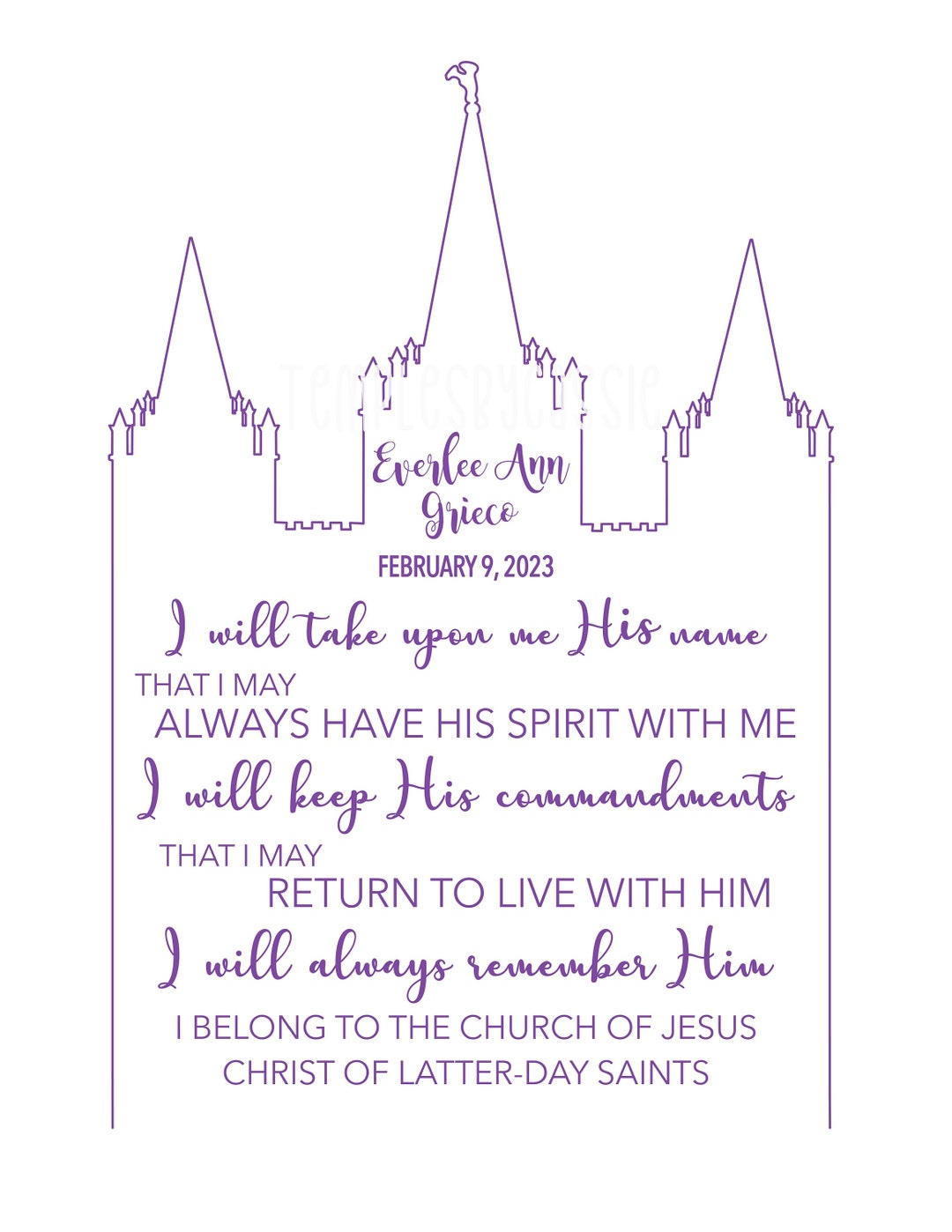 Baptismal Covenants Salt Lake Temple Script - Etsy