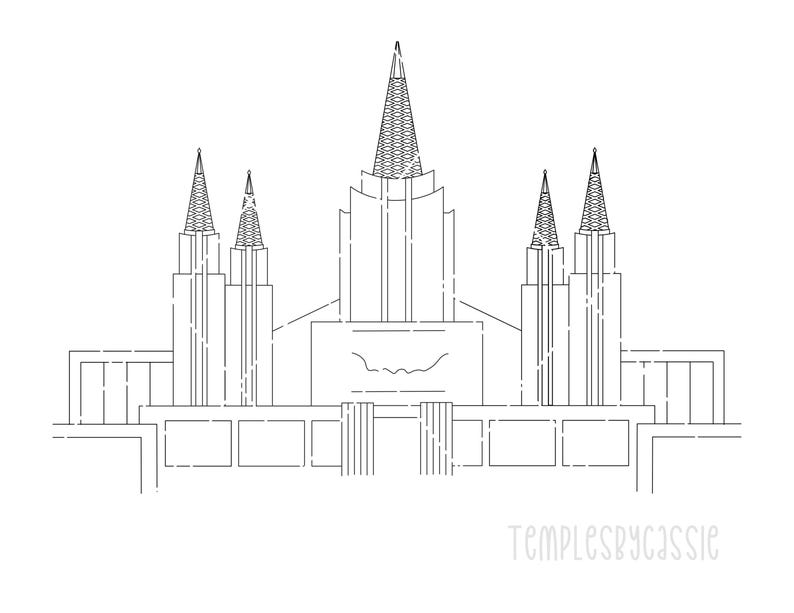 Oakland LDS Temple B&W Print Download and SVG - Etsy