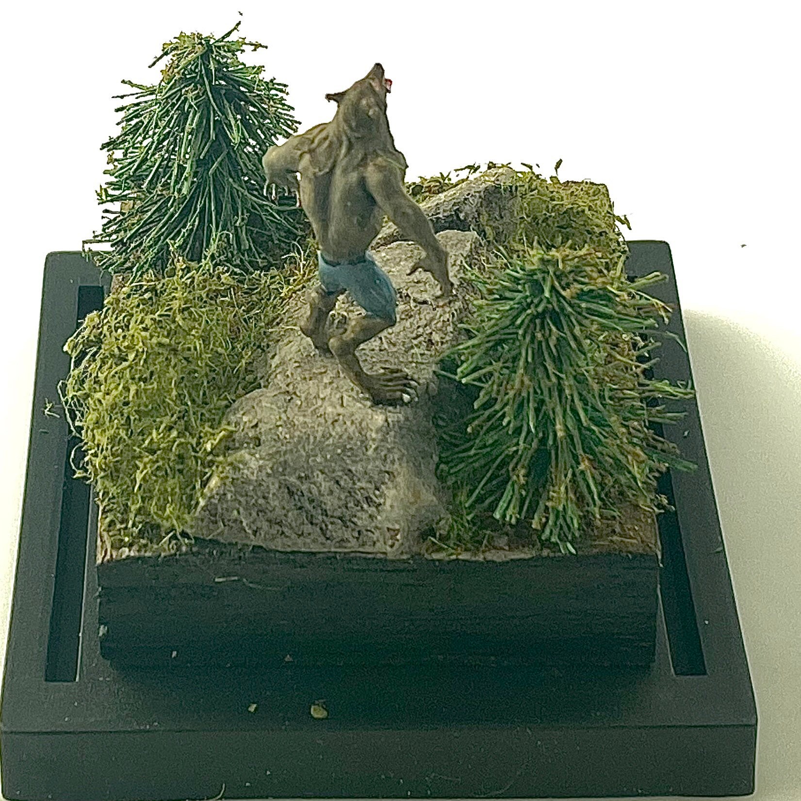 Diorama Werewolf Dogman Howling in the Woods: Tiny Miniature HO Scale ...