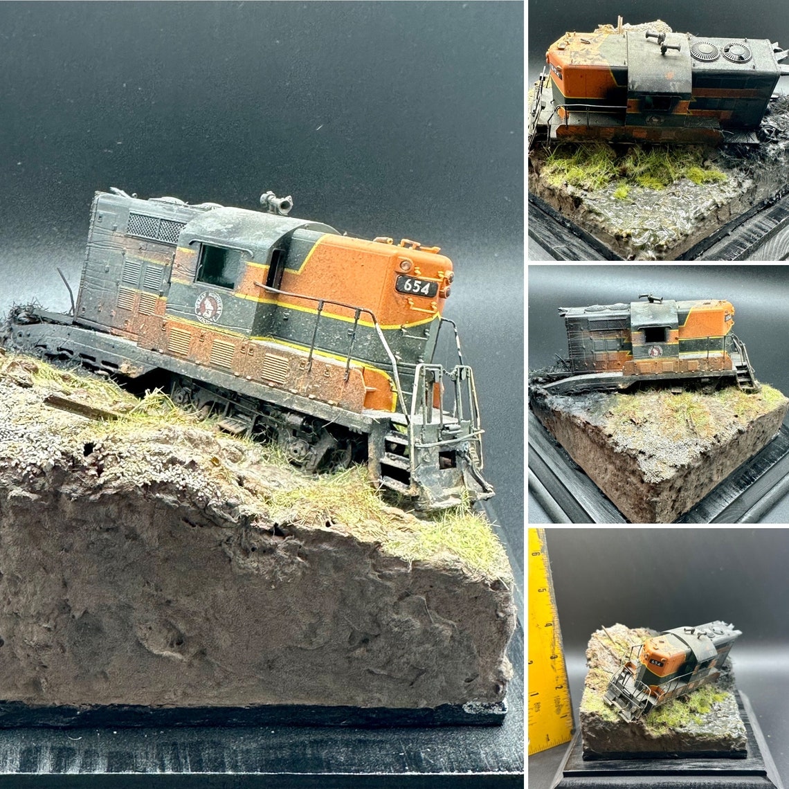 Diorama Model Railroad Wrecked Locomotive Great Northern: HO Scale ...