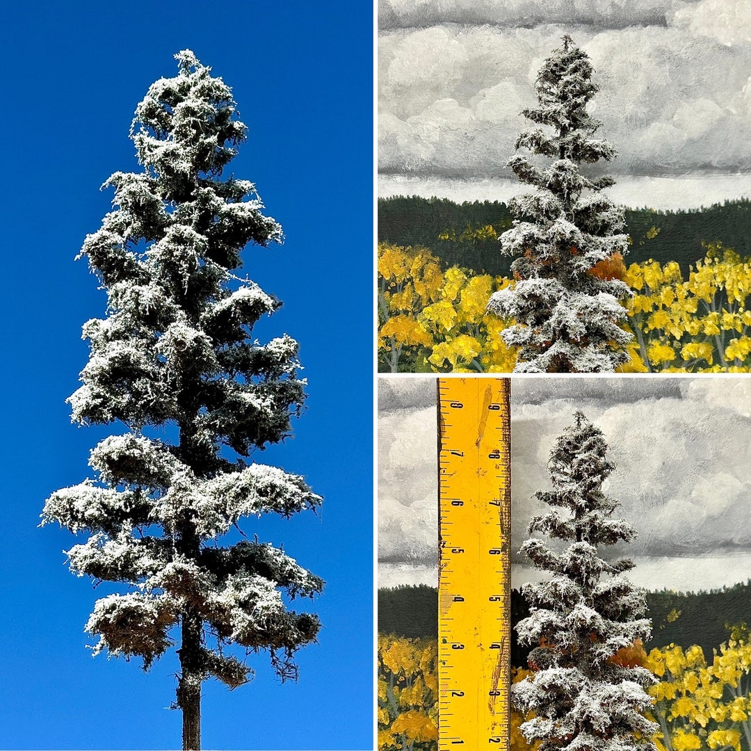 Model Tree 9” Snow Conifer Fir Handmade Winter HO, N, O Scale Model ...
