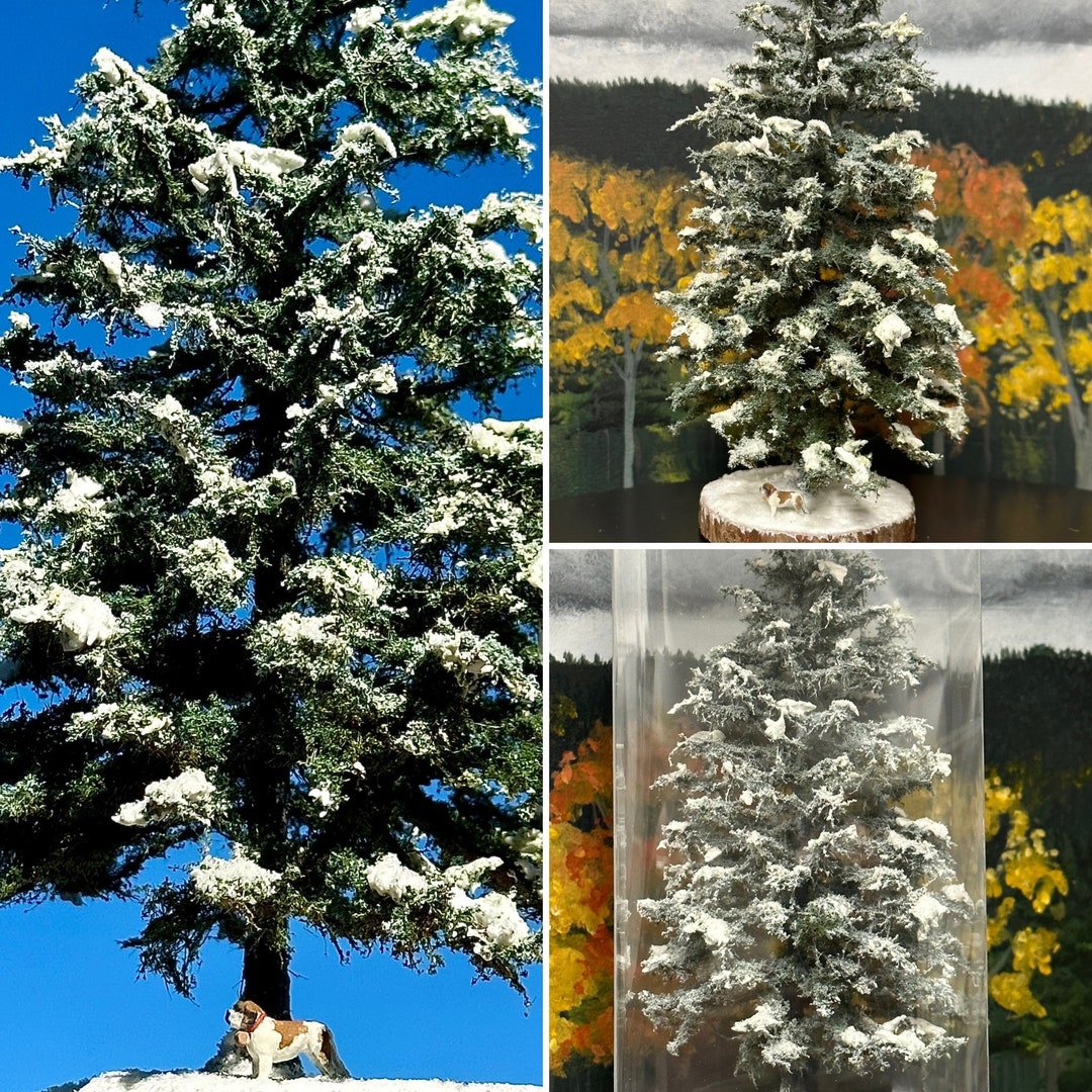 Model Tree 7” Fir Tree With St. Bernard Handmade HO Scale Model ...
