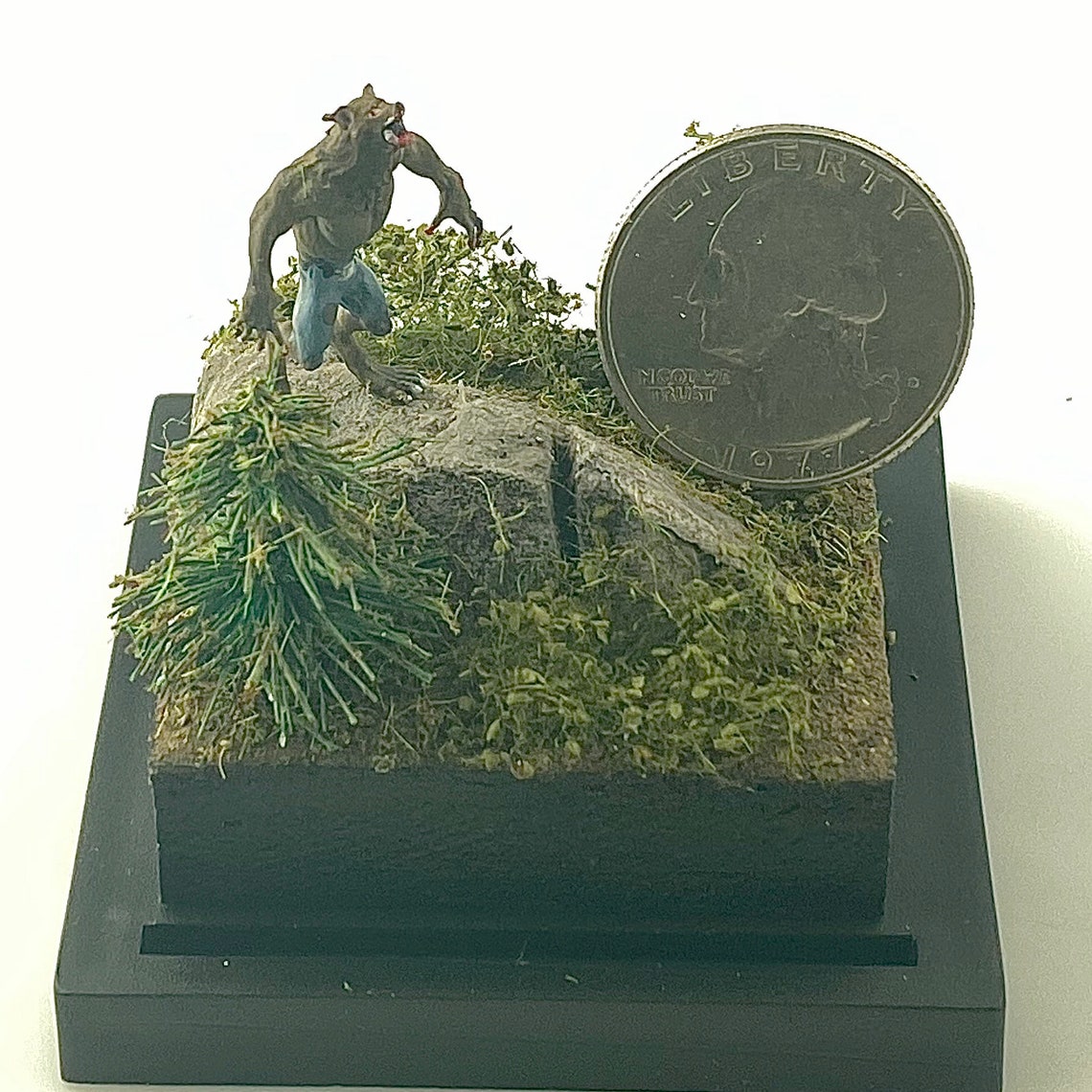 Diorama Werewolf Dogman Howling in the Woods: Tiny Miniature HO Scale ...