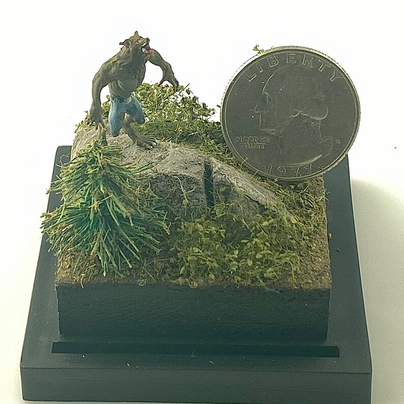 Diorama Werewolf Dogman Howling in the Woods: Tiny Miniature HO Scale ...