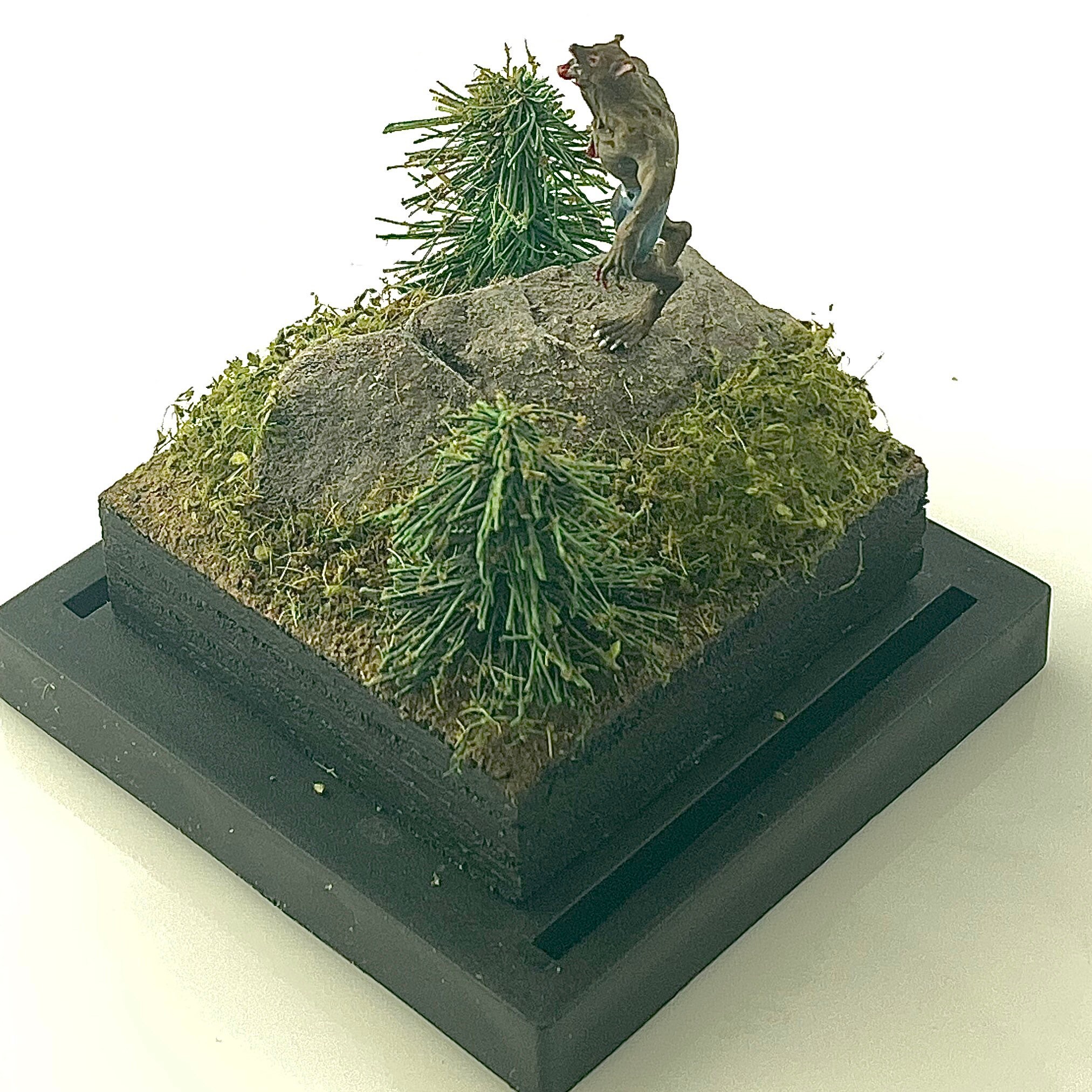 Diorama Werewolf Dogman Howling in the Woods: Tiny Miniature HO Scale ...