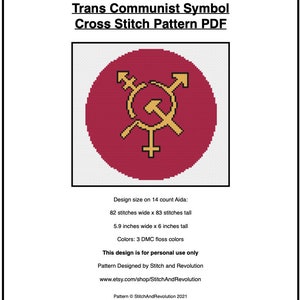 Trans Communist Symbol alternate Colors Cross Stitch Pattern - Etsy