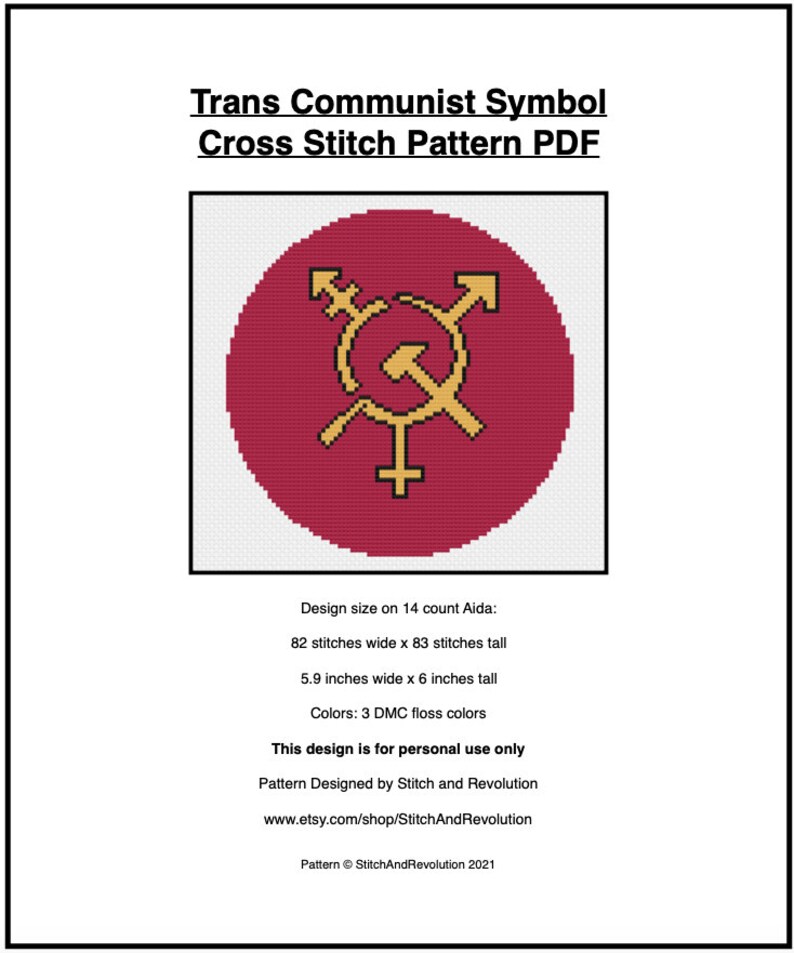 Trans Communist Symbol alternate Colors Cross Stitch Pattern - Etsy UK